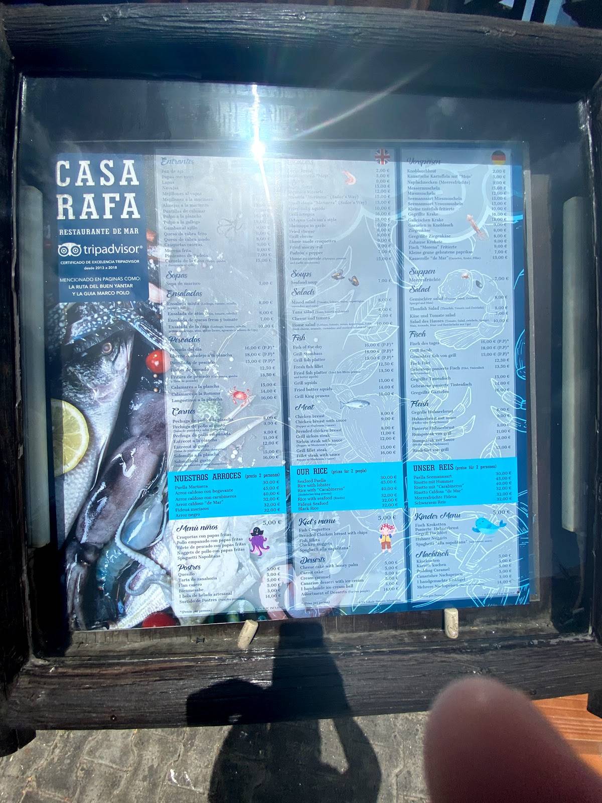 Menu at Casa Rafa Restaurante De Mar, El Golfo