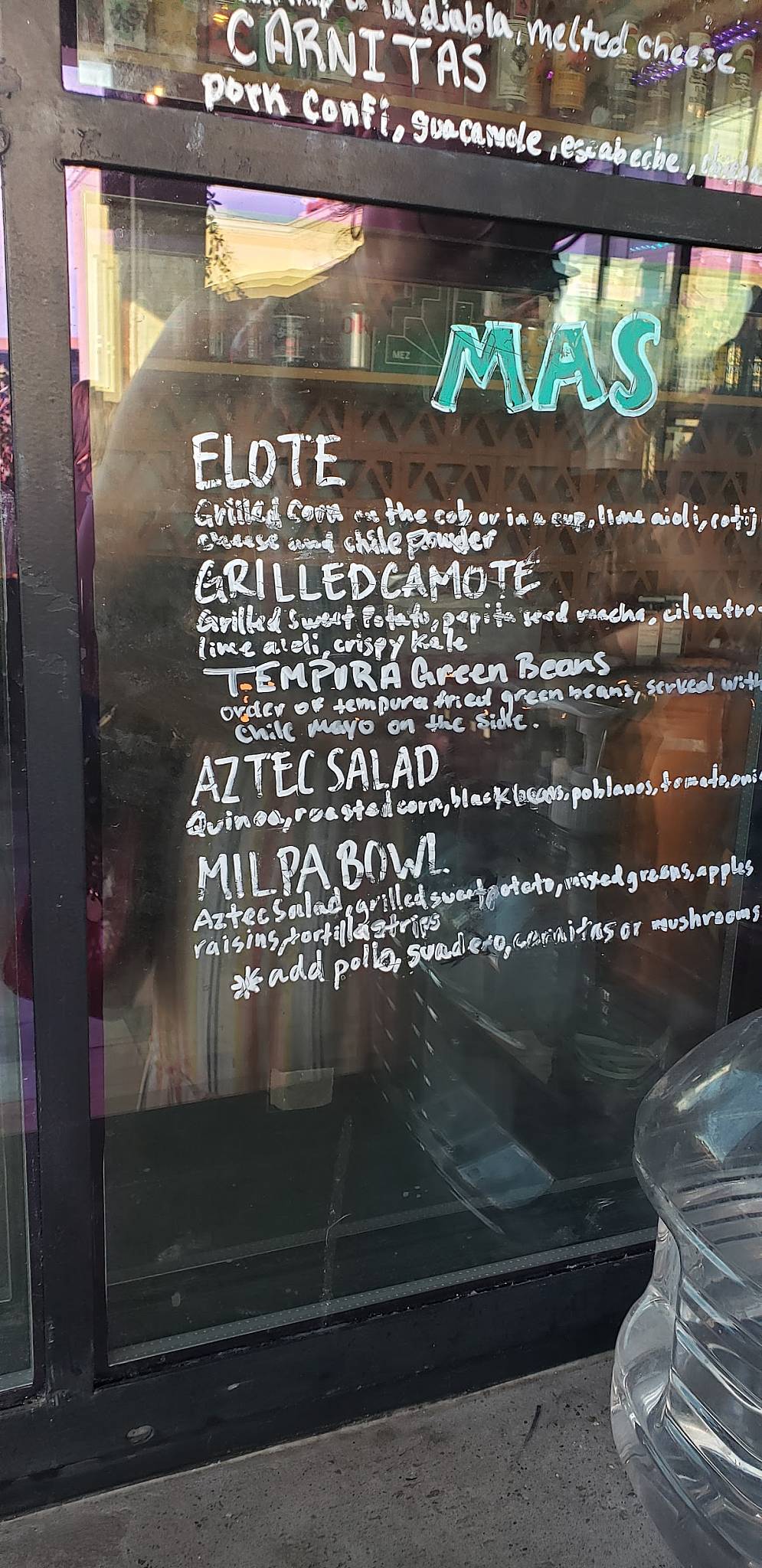 Menu at Taconeta restaurant, El Paso