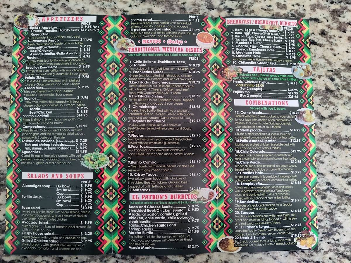 Menu at El Patron Family Restaurant, Phelan