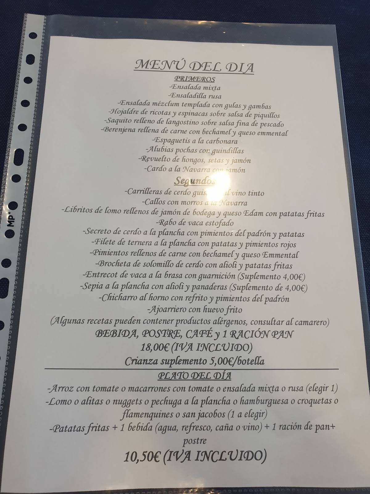 Menu at El Pinar de Ardoi pub & bar, Zizur Mayor