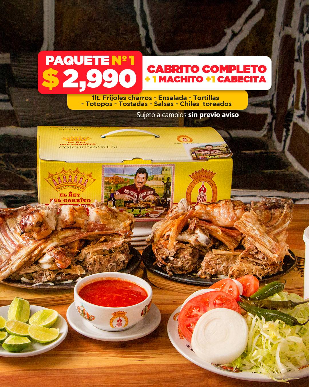 Menu at El Rey del Cabrito steakhouse, Monterrey, Constitución 2050