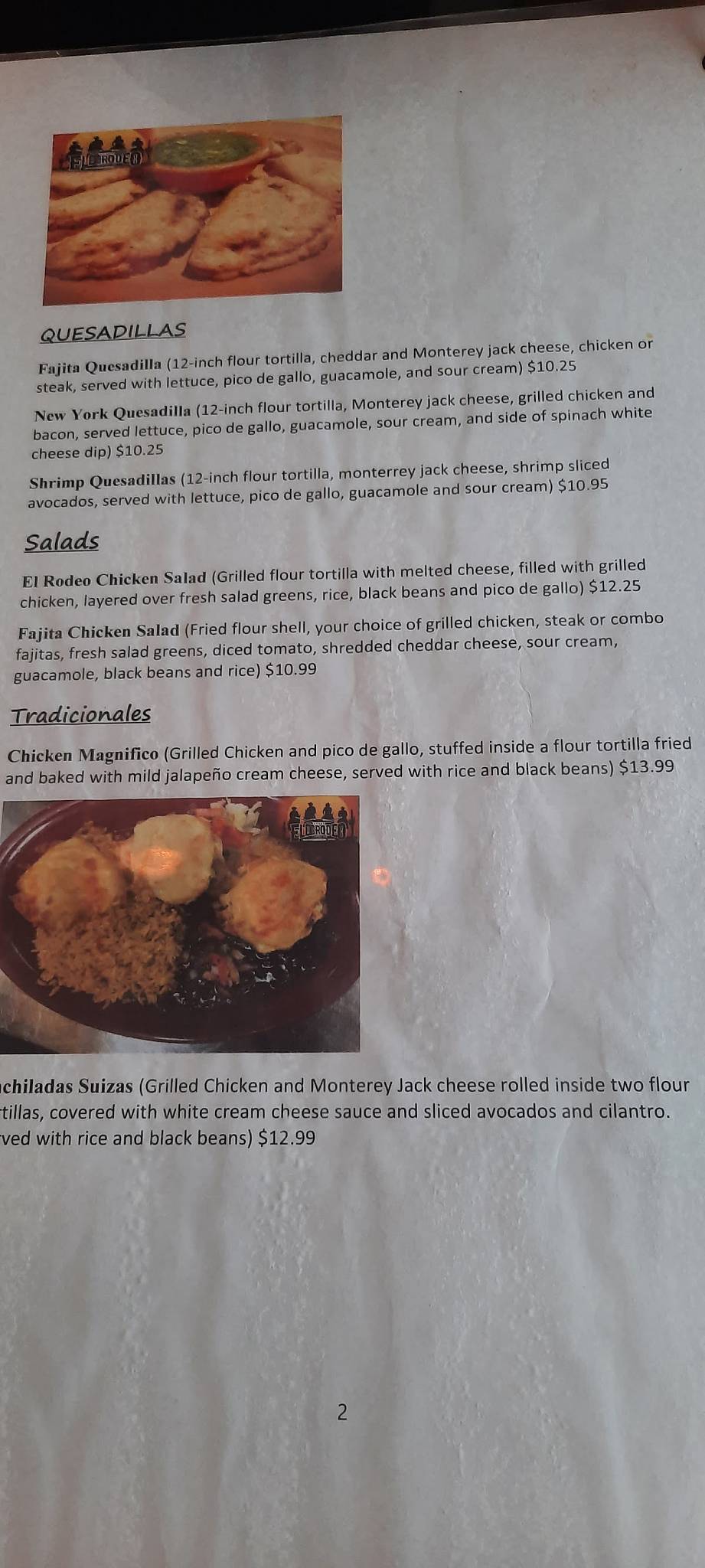 Menu at El Rodeo Mexican Restaurant & Cantina, Payson