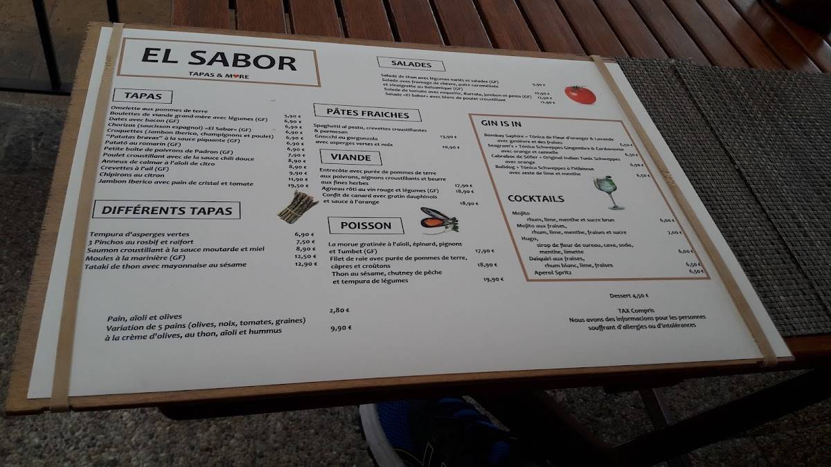 Menu at El Sabor pub & bar, Port de Sóller