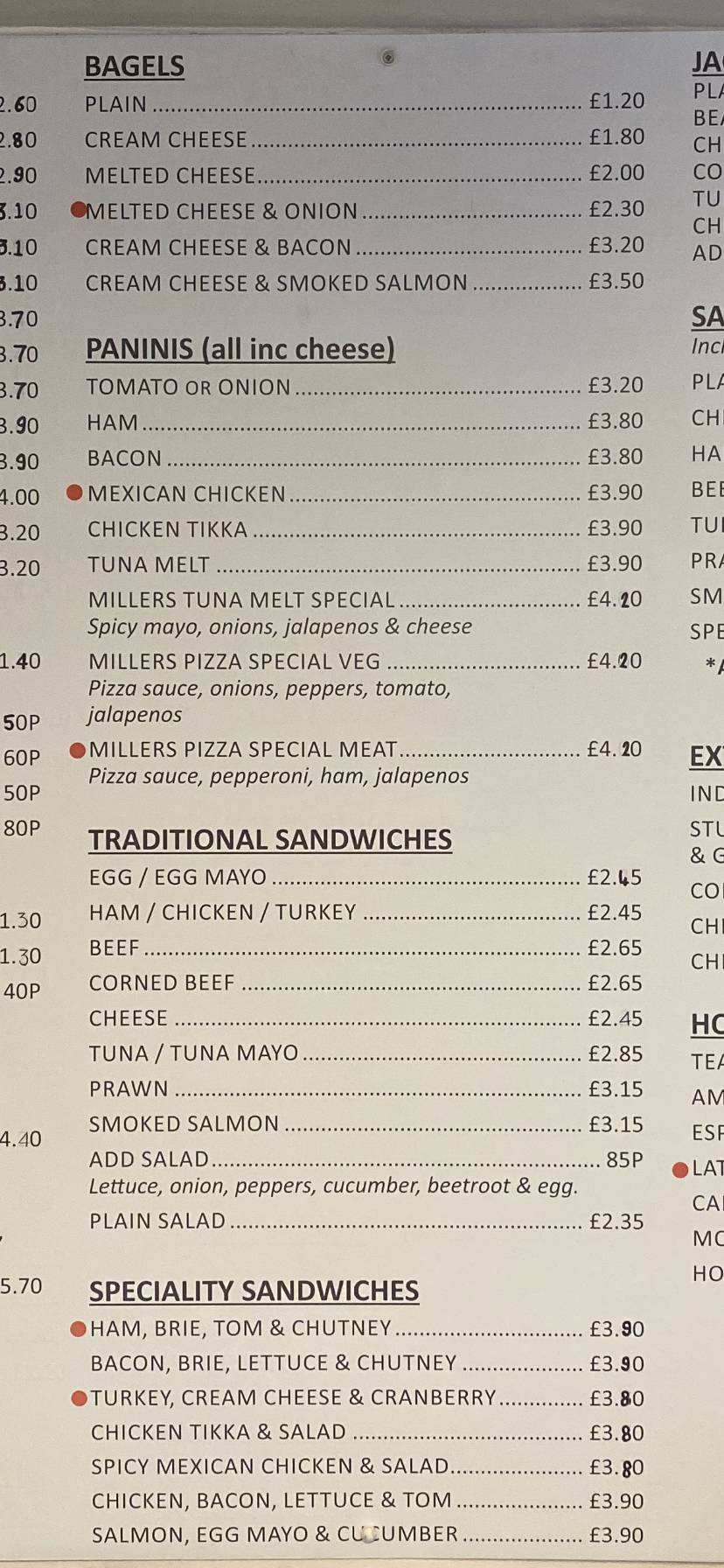 Menu at Millers Of Elland fast food, Elland