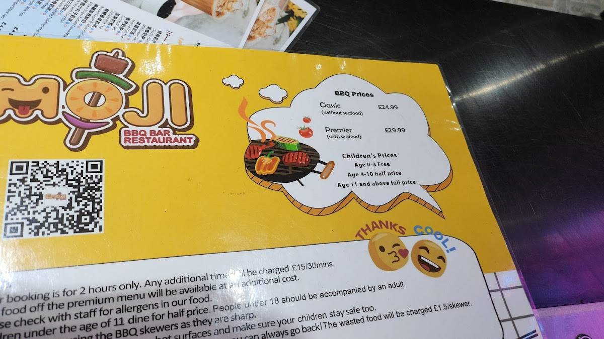 Carta de Emoji Restaurant, Manchester