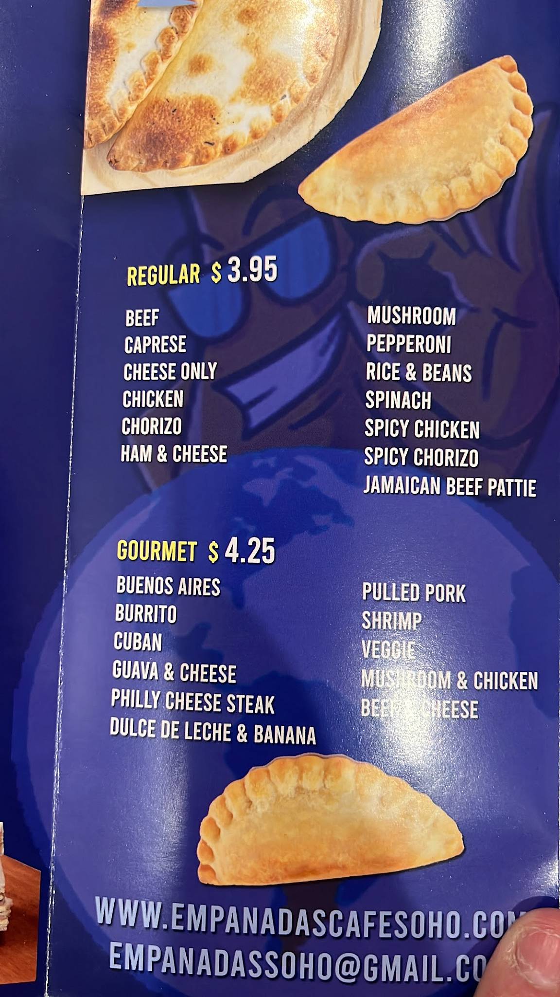Menu at Empanadas Cafe Soho, New York City