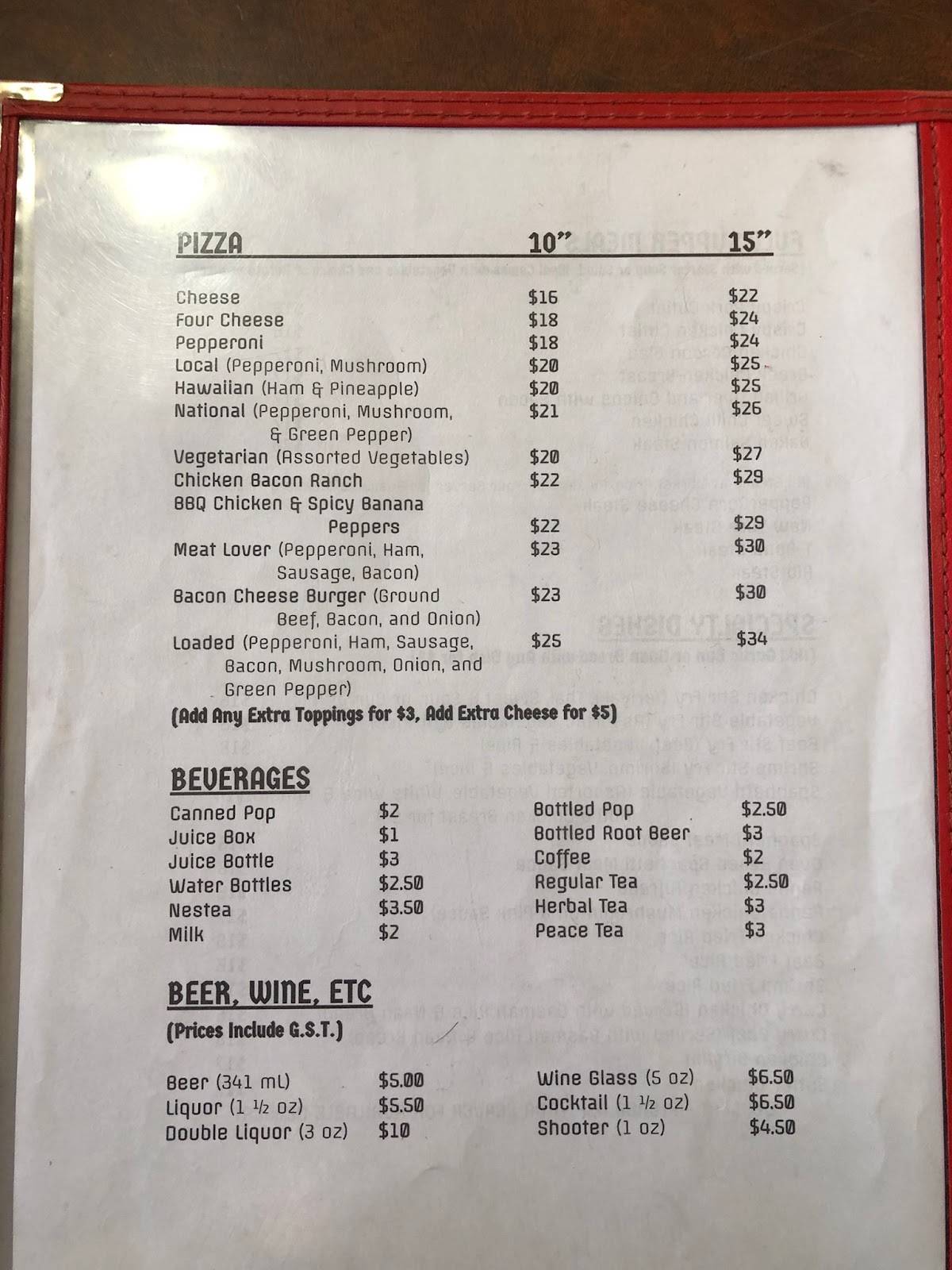 Menu at Empire Diner restaurant, Gull Lake