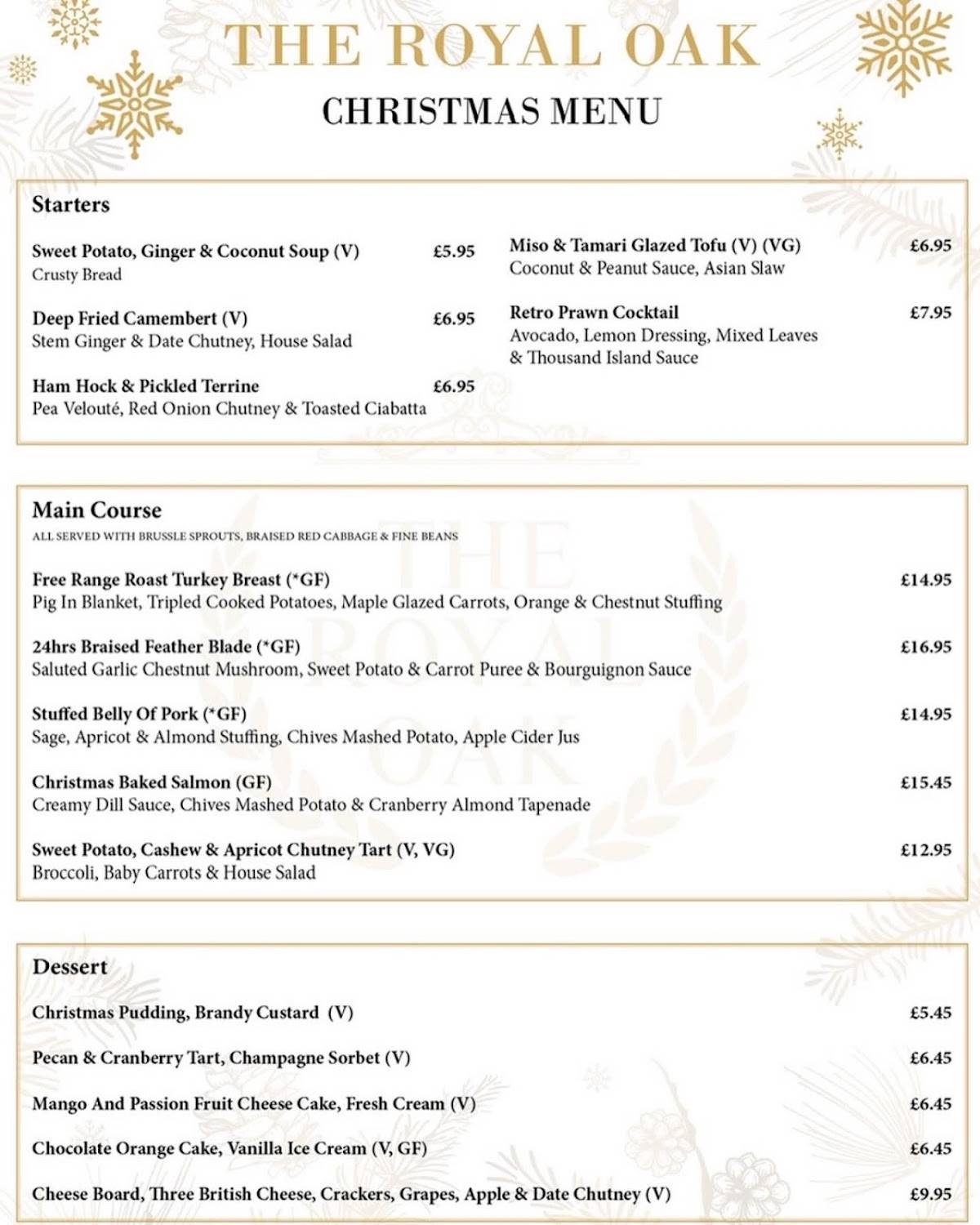 Menu at The Royal Oak pub & bar, Evesham