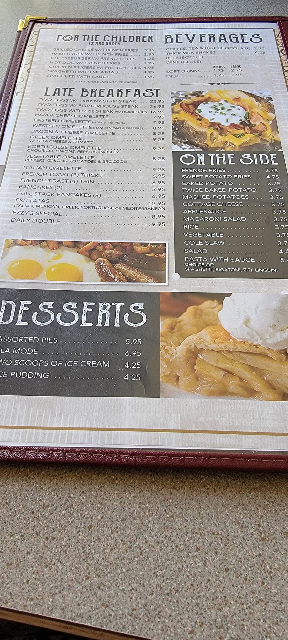 Menu at Ezzy's restaurant, Rochester, 885 Buffalo Rd