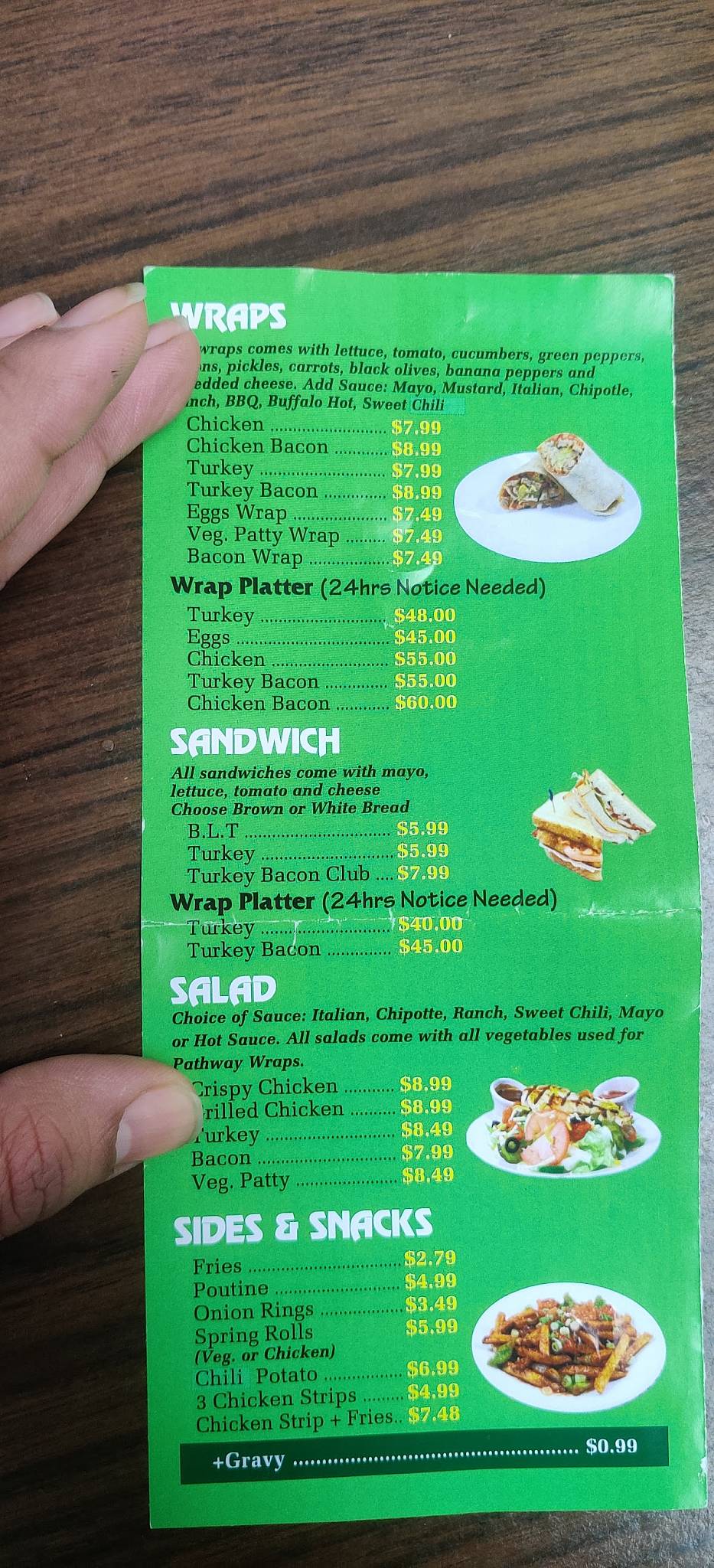 Menu au PATHWAY BURGERS & MOMOS fast food, Calgary