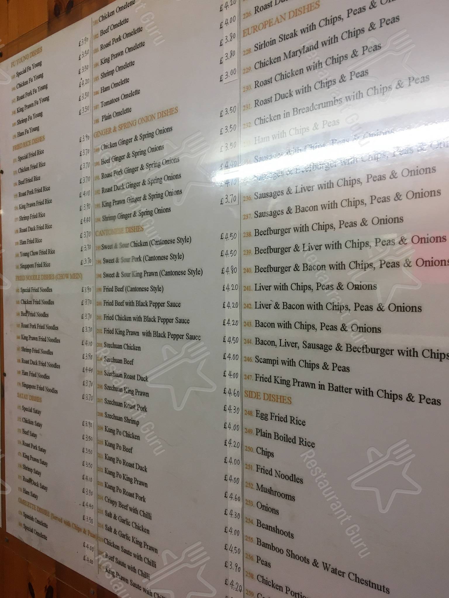 Menu at Taste Garden fast food, Blaenau Ffestiniog