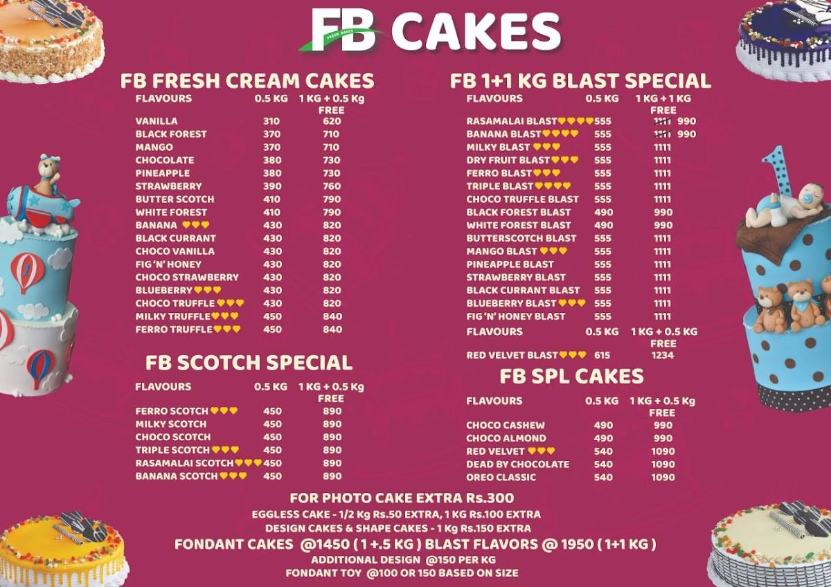 Menu at Fb Cakes Madipakkam, Chennai, 34