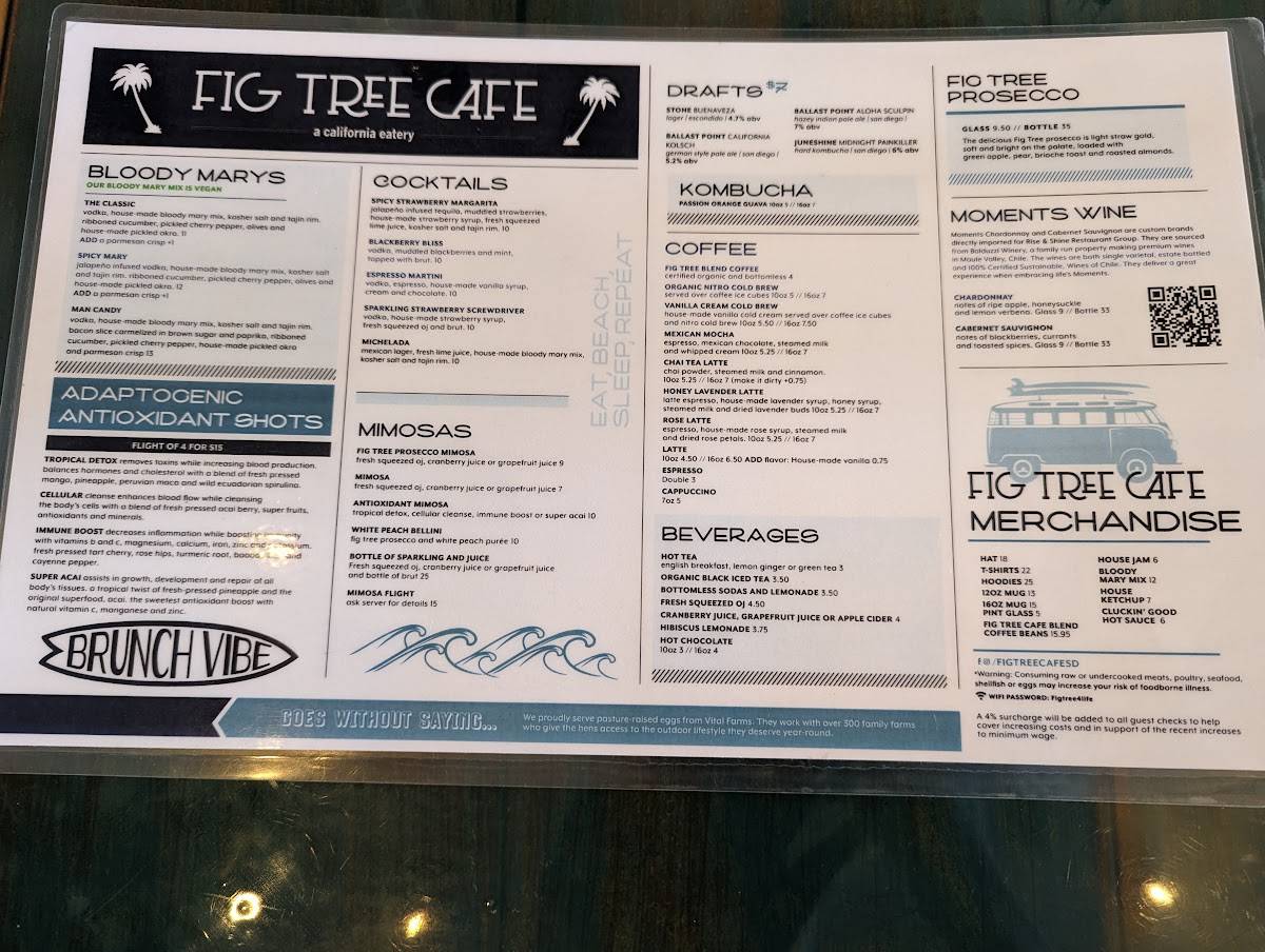 Menu at Fig Tree Cafe, San Diego, Hazard Center Dr