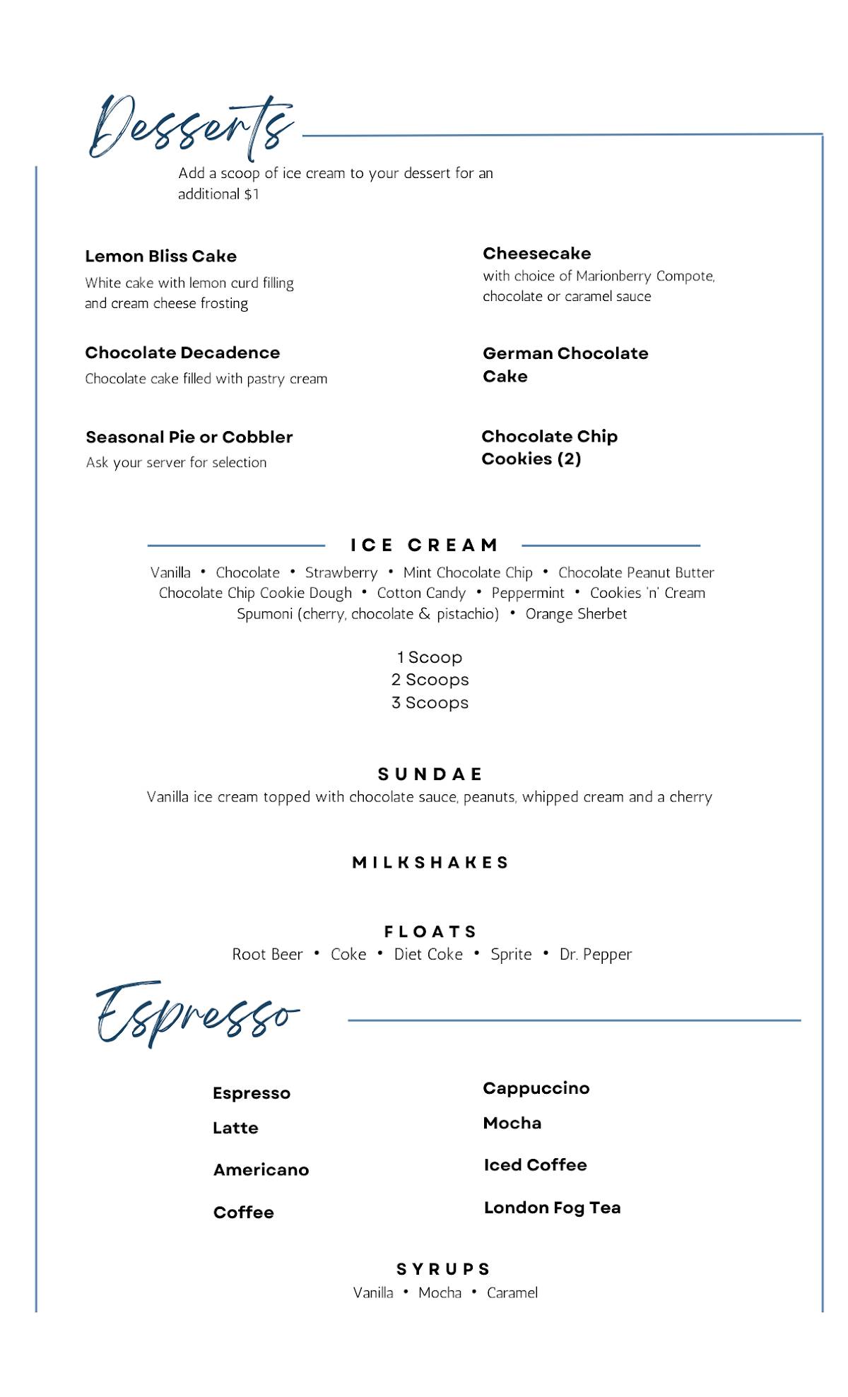 Menu at Fishing Rock Eatery & Lounge restaurant, Depoe Bay