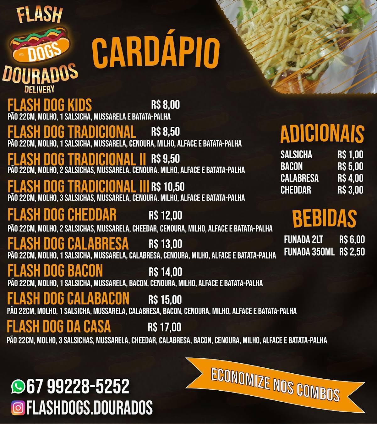 Menu at Flash Dogs Dourados restaurant, Dourados