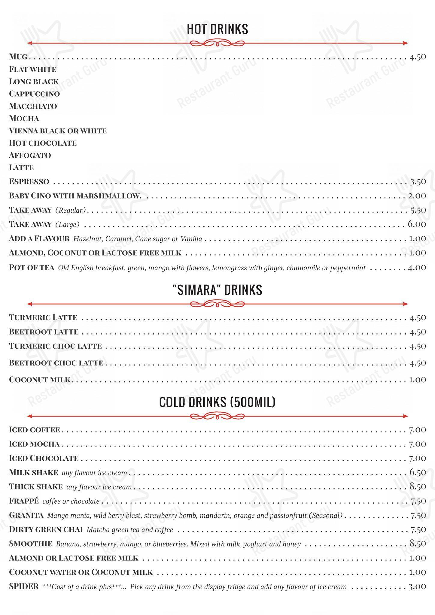 Menu at Footprints Cafe, Mandurah, Mandurah Quay Markets