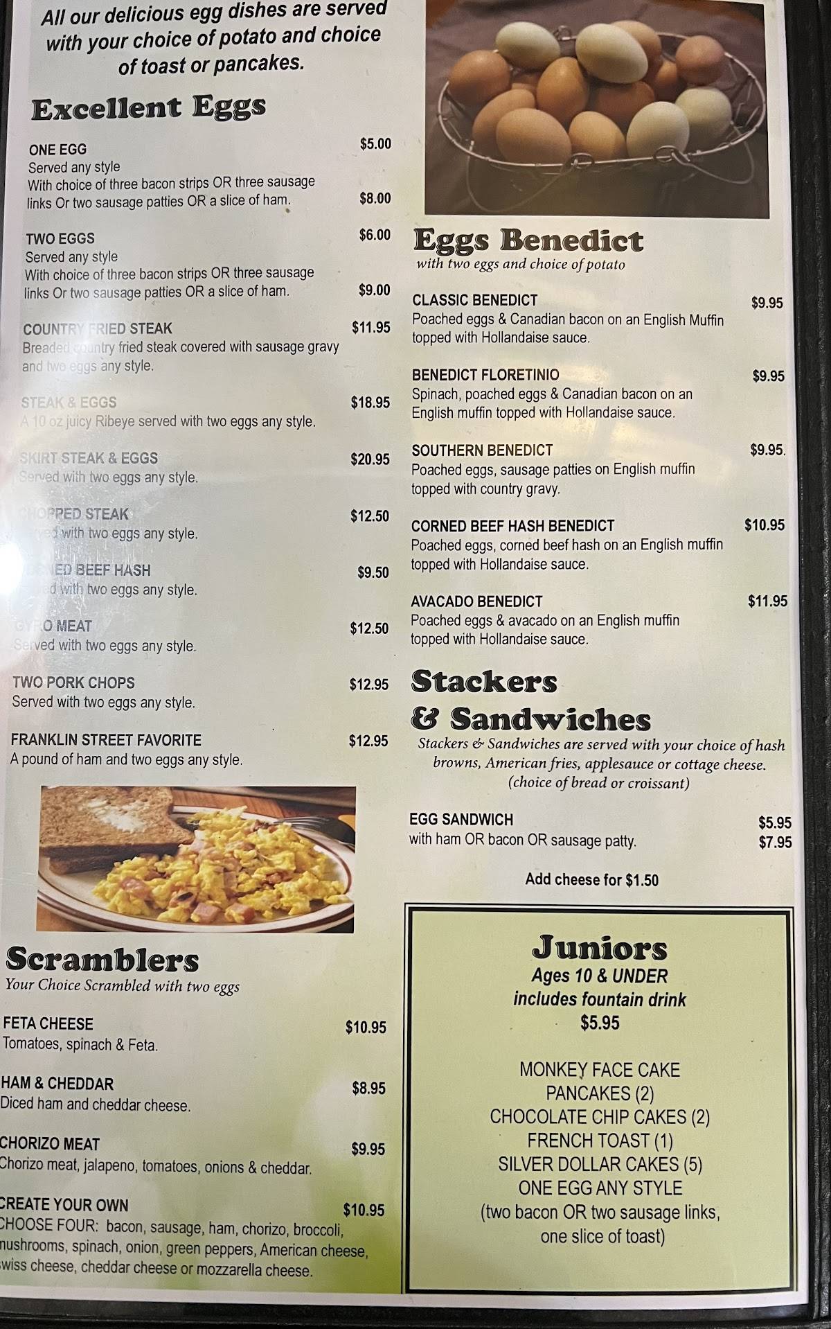 Menu at Franklin Street Family Restaurant, Michigan City