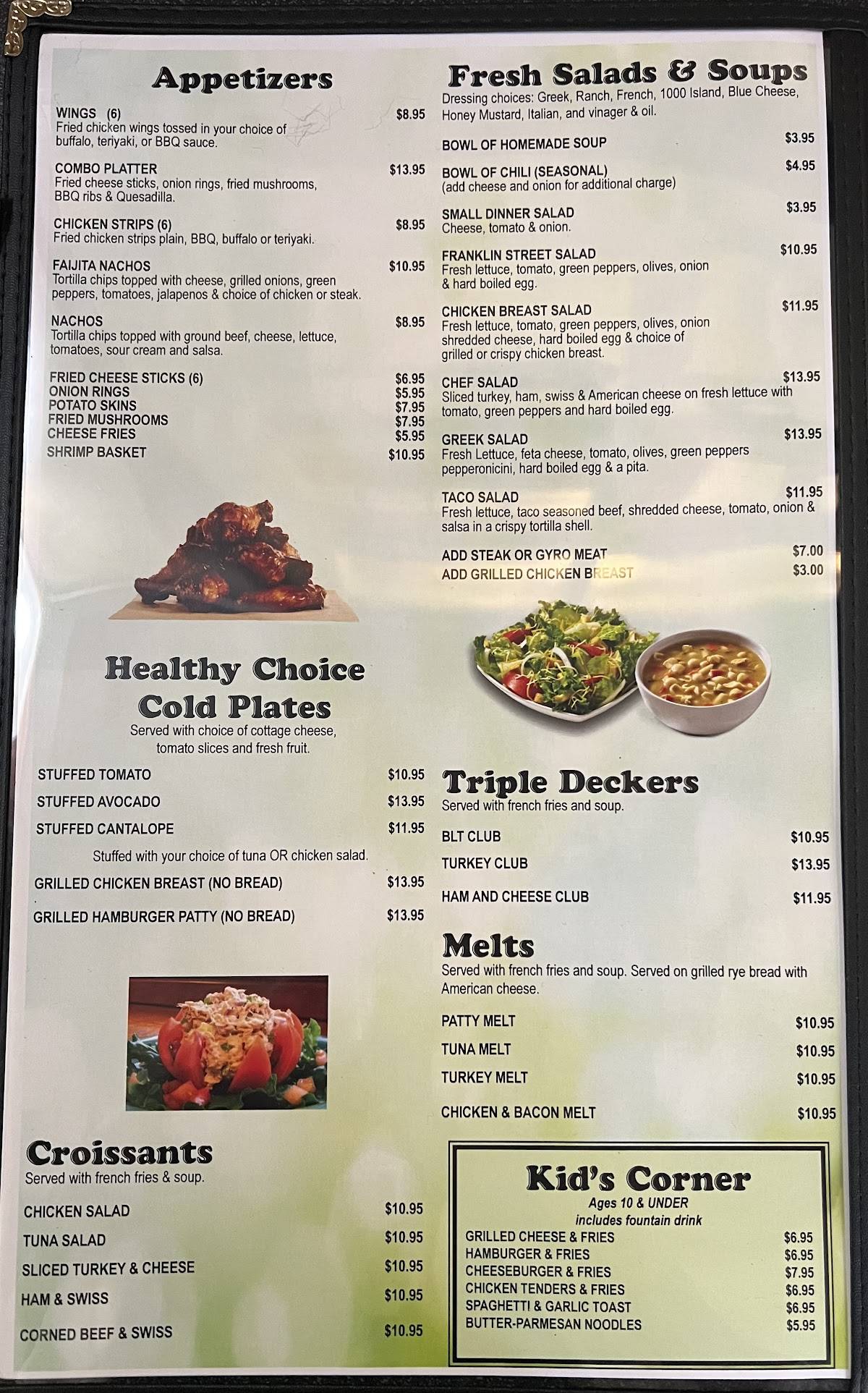 Menu at Franklin Street Family Restaurant, Michigan City