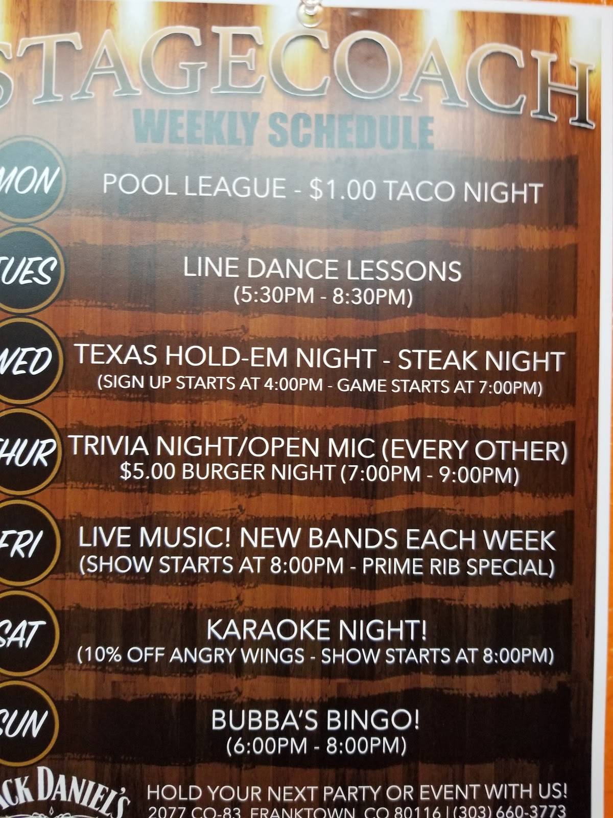Menu at Stagecoach pub & bar, Franktown
