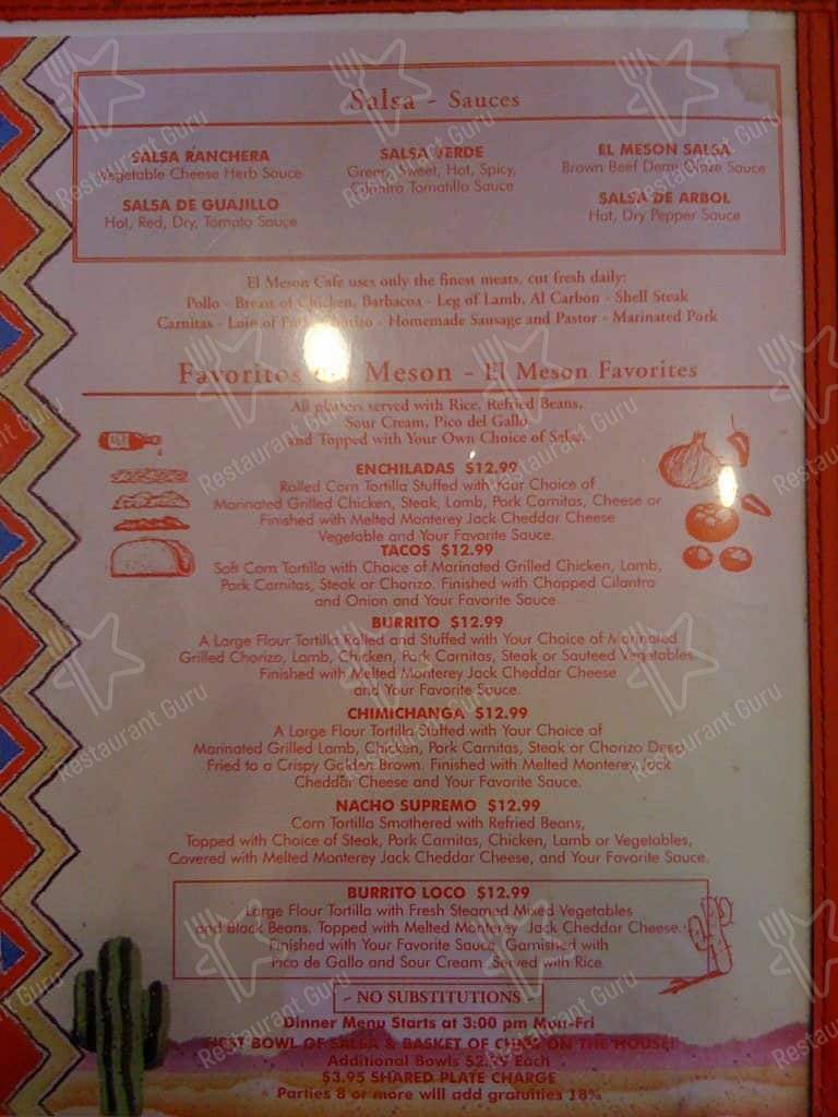 Menu at El Meson restaurant, Freehold, 40 W Main St
