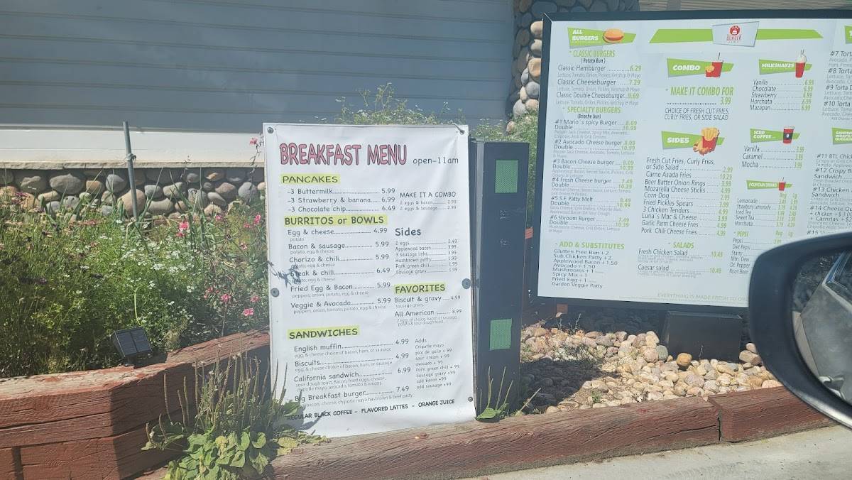 Menu at Fresh Burger Stop restaurant, Estes Park