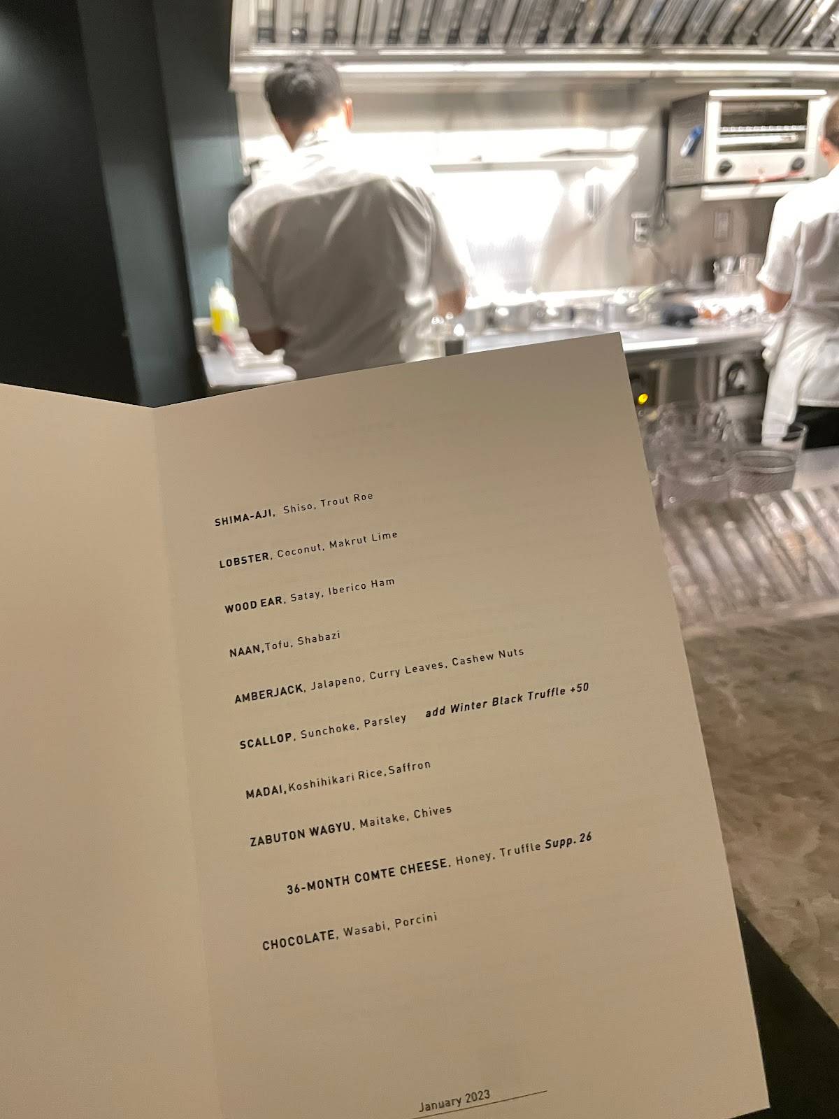 Menu at Frevo restaurant, New York City