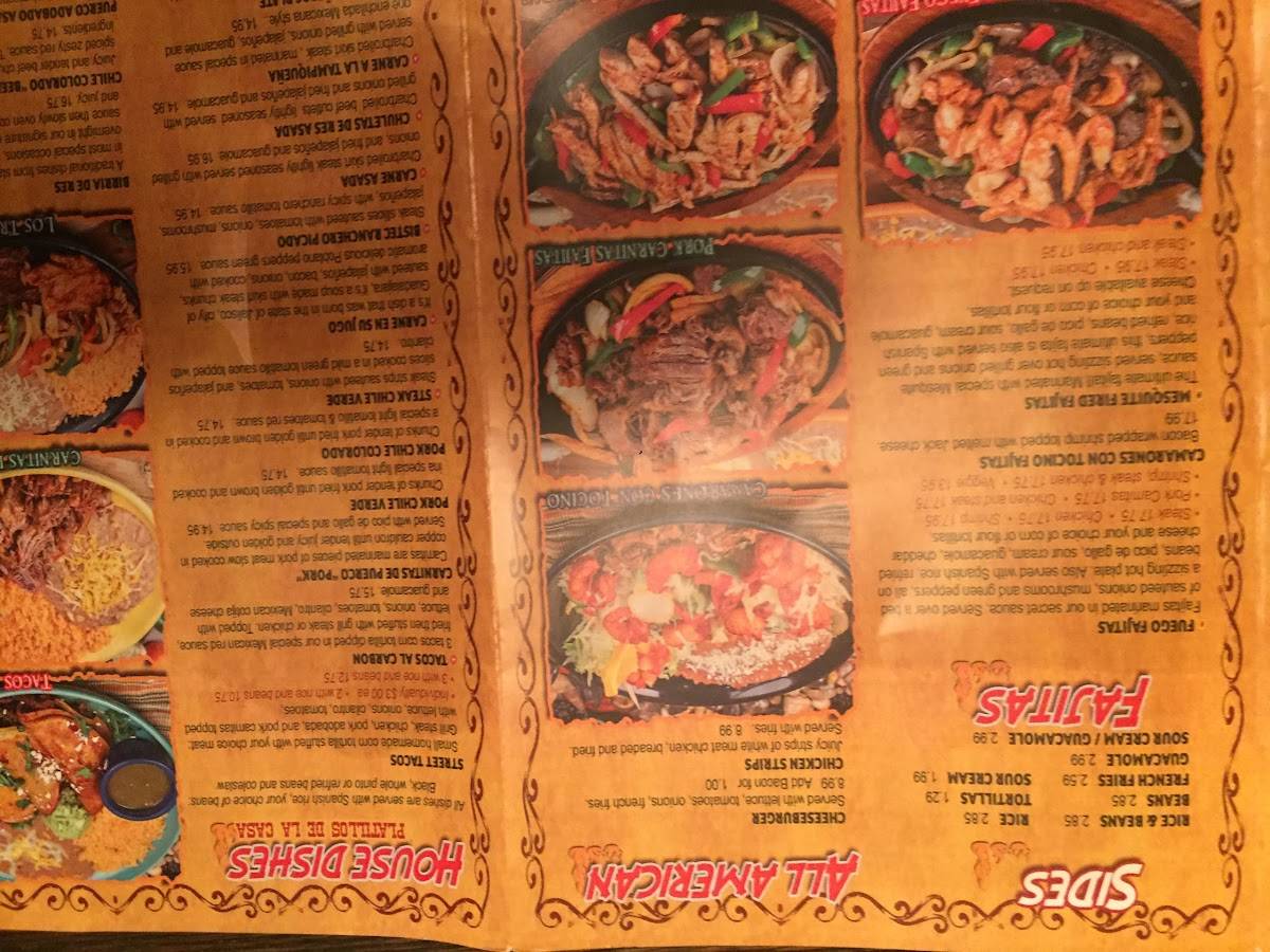 Menu at Fuego Mexican Grill restaurant, Kennewick