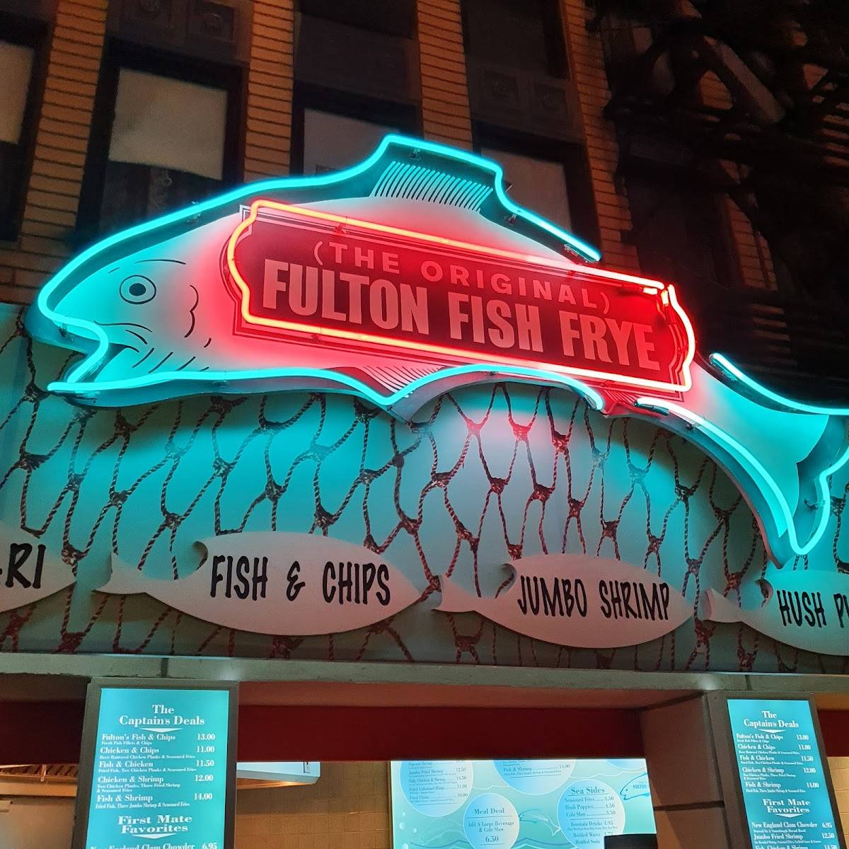 Menu at Fulton's Fish Fry fast food, Las Vegas