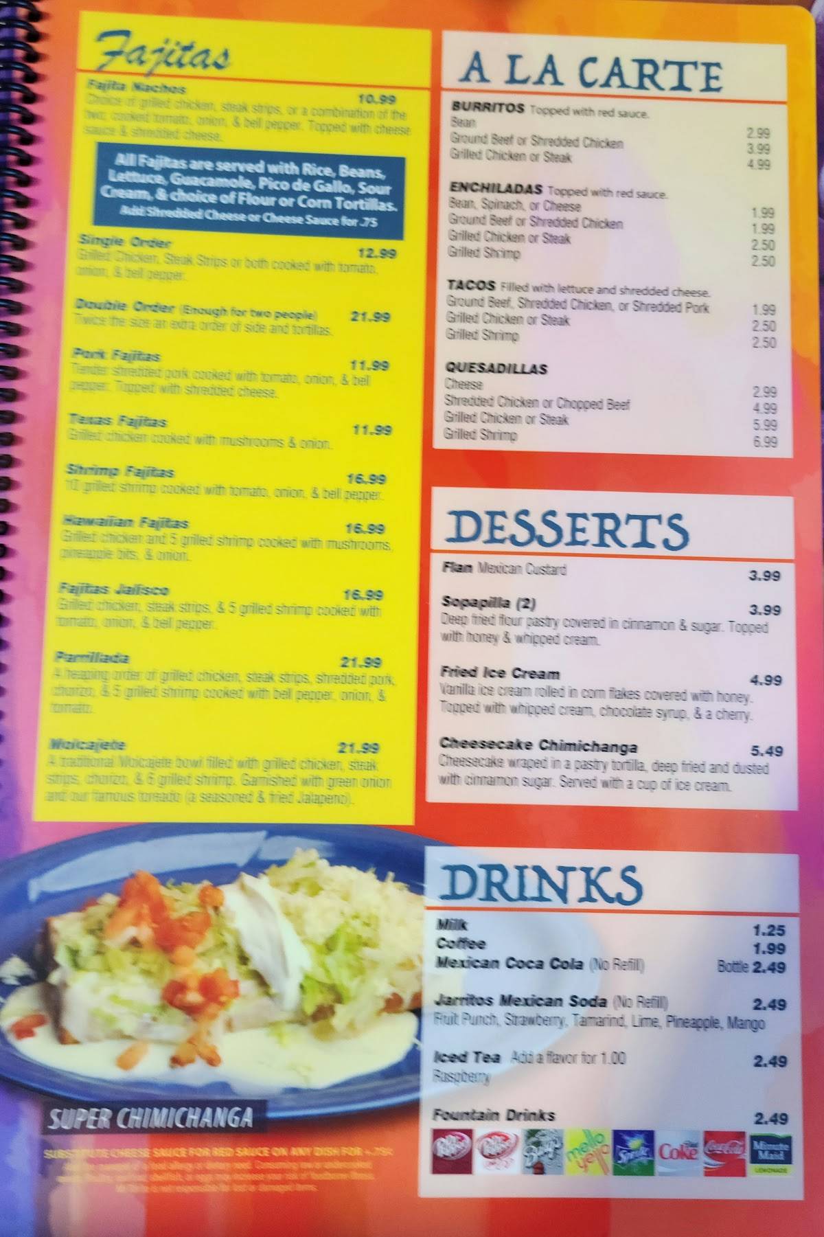 Menu at Mi Torito Mexican Restaurant Galena, Galena