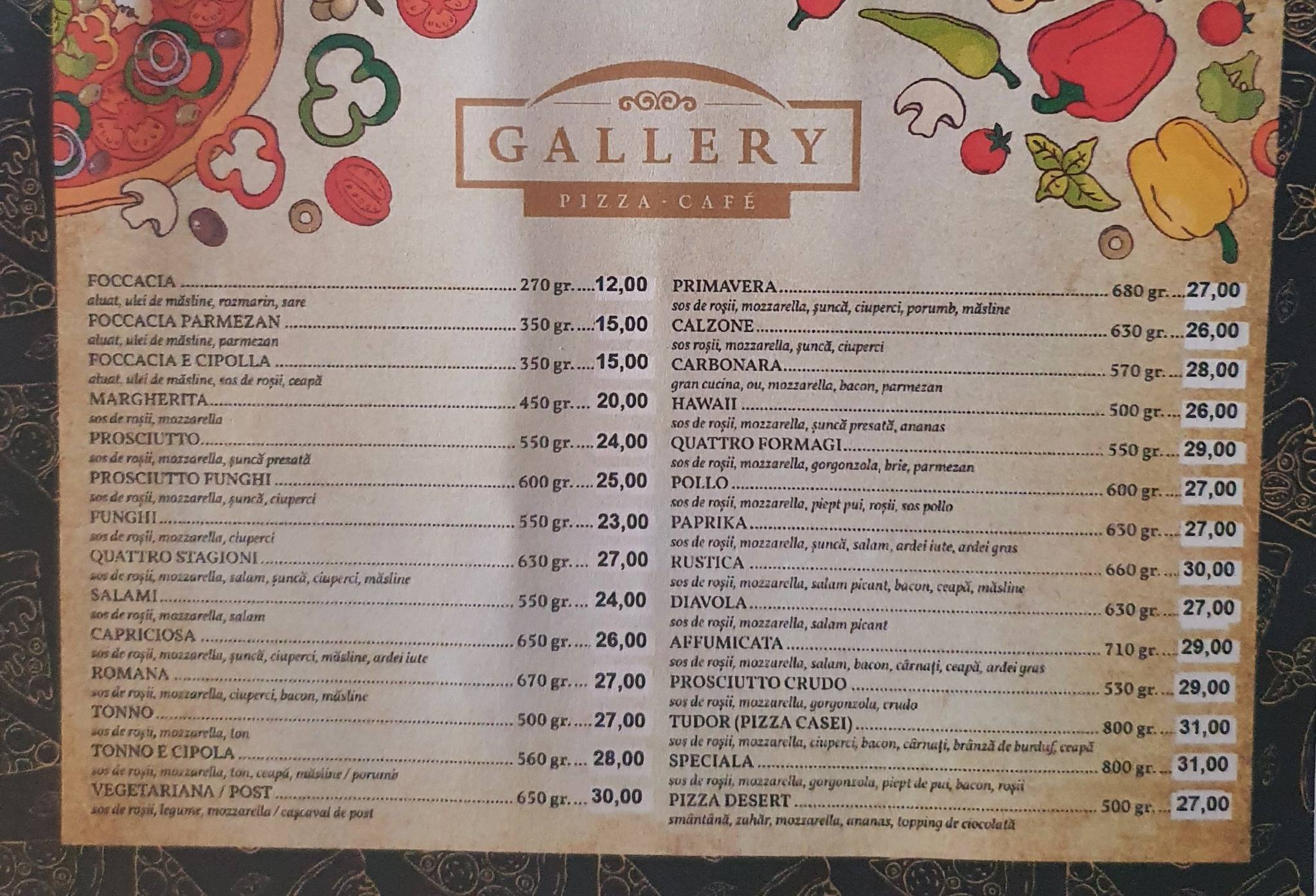 Menu at Gallery Pizza Caffe, Moinești