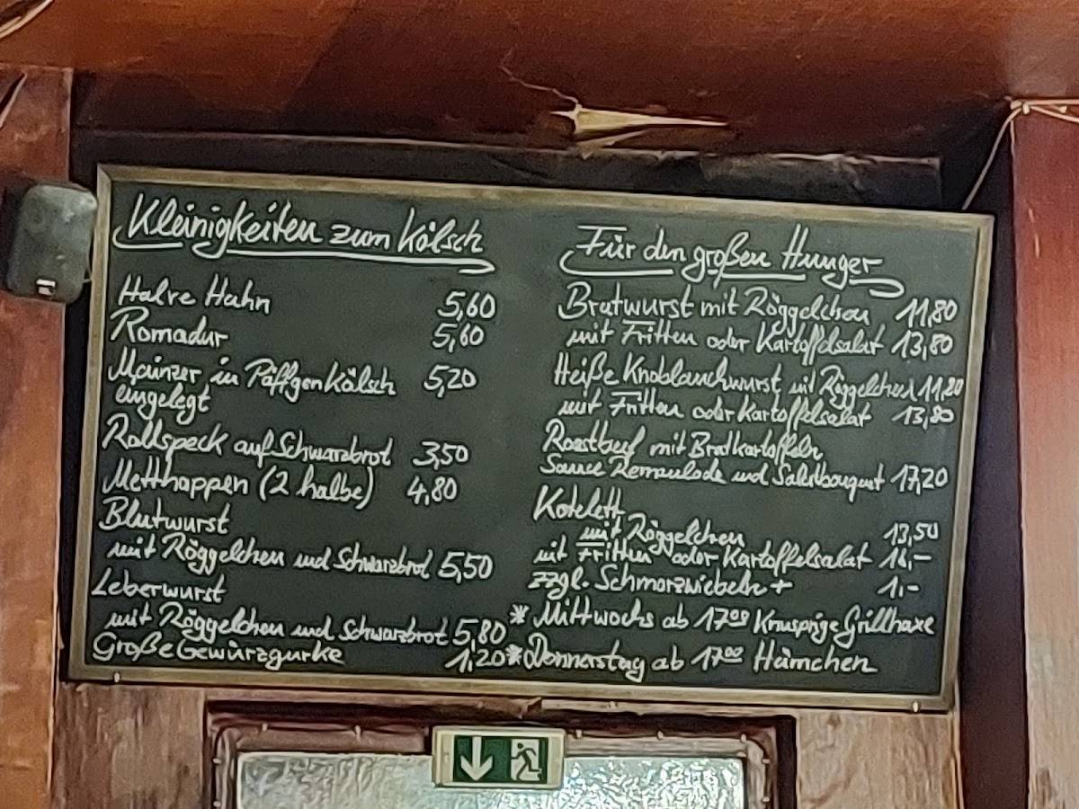 Menu at Gaststätte Lommerzheim pub & bar, Cologne, Siegesstraße 18