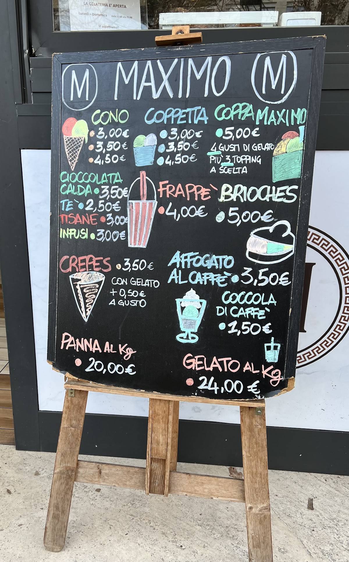 Speisekarte von Gelateria Maximo pub & Bar, ROM