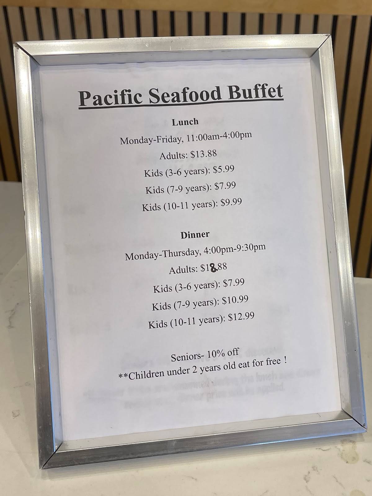 Menu at Pacific Seafood Buffet restaurant, Glendale, 5905 W Bell Rd