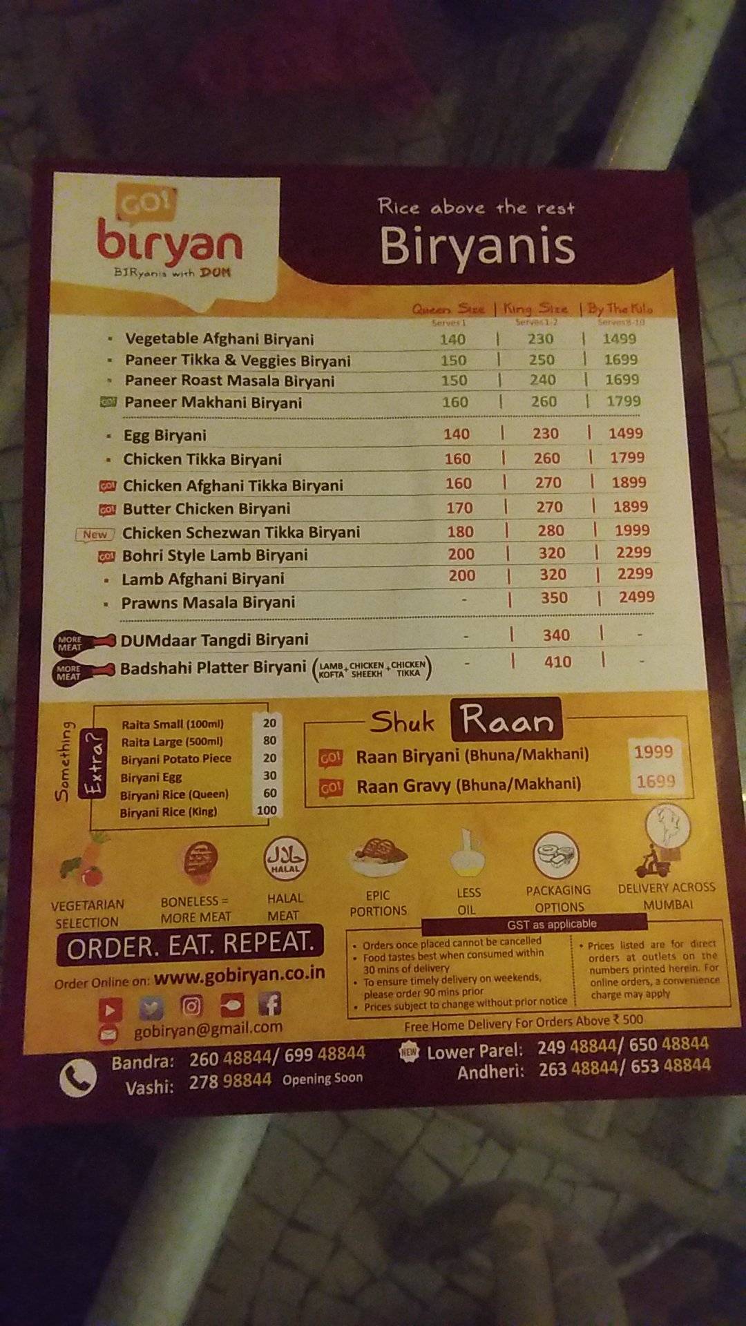 Menu at Go! Biryan, Mumbai, No. 311