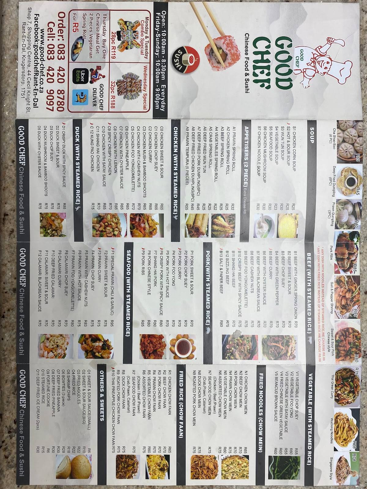Menu at Good Chef Chinese Food & Sushi restaurant, Krugersdorp