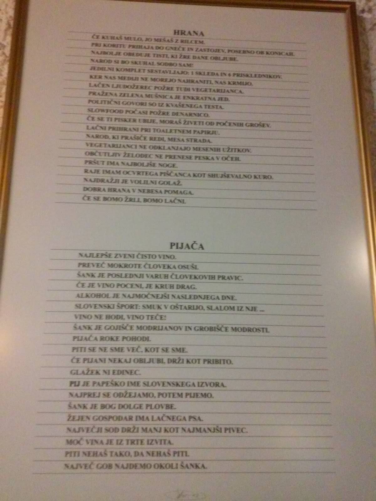 Menu at "Gostilna Grad" - gostilna Jože Grad s.p. restaurant, Ljubljana