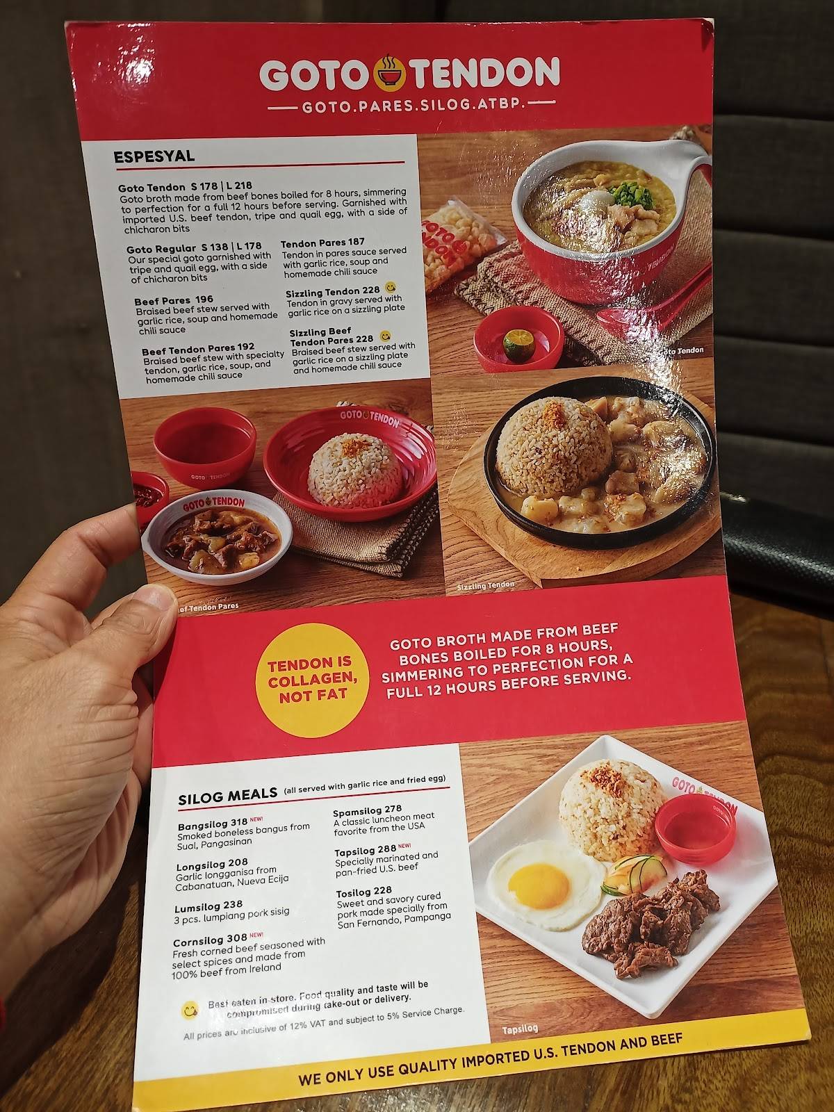 Menu at Goto Tendon Scout Borromeo restaurant, Quezon City