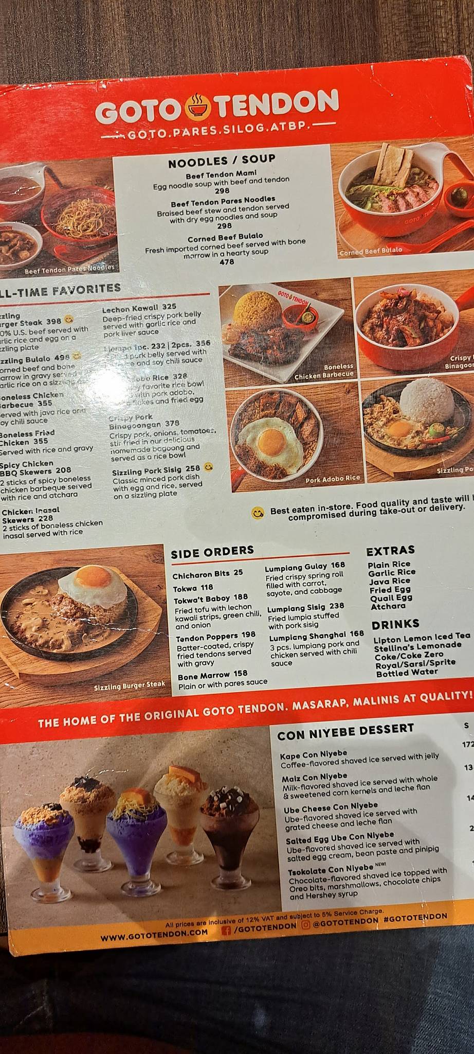 Menu at Goto Tendon Scout Borromeo restaurant, Quezon City