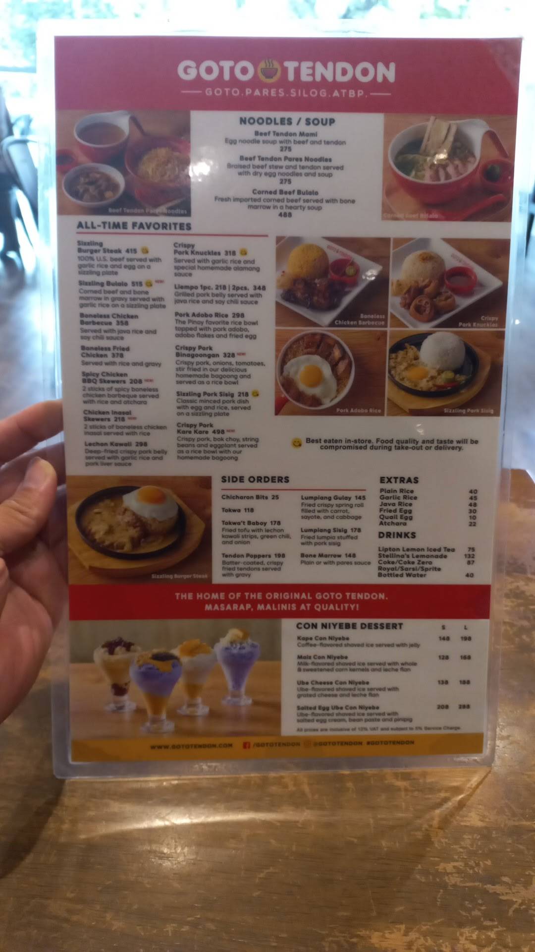 Menu at Goto Tendon Scout Borromeo restaurant, Quezon City