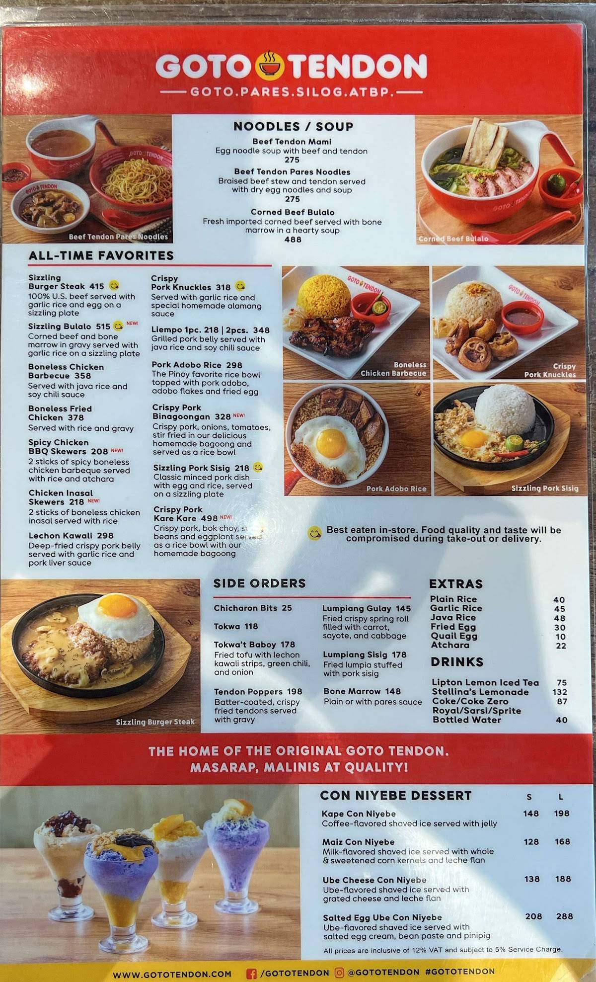 Menu at Goto Tendon Scout Borromeo restaurant, Quezon City