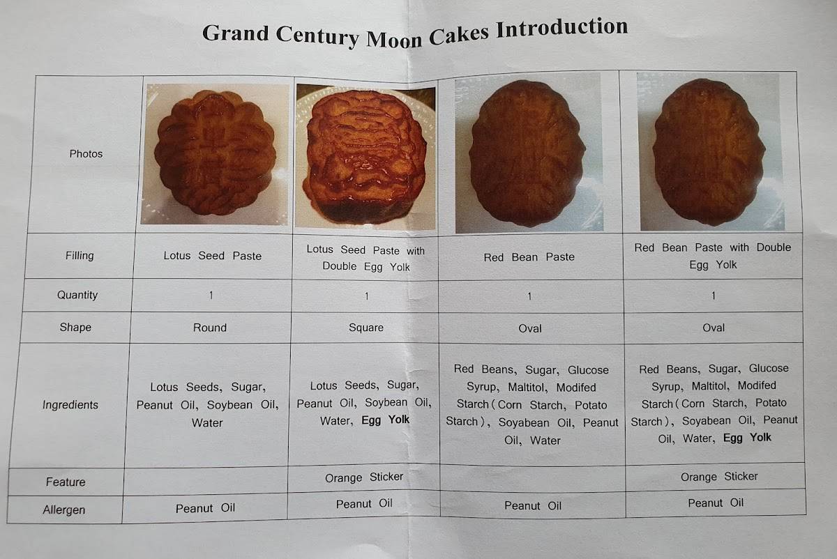 Menu at Grand Century restaurant, Wellington