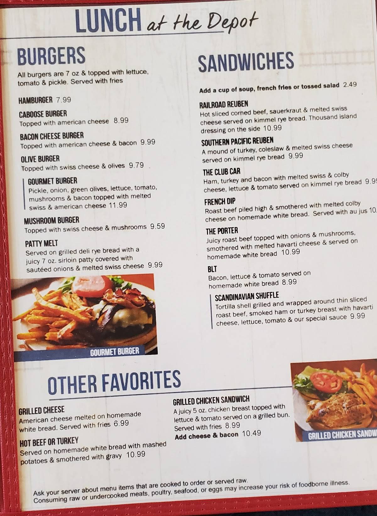 Menu at The Depot Restaurant, Grant