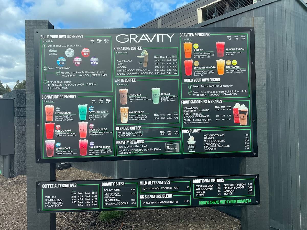Menu at Gravity Coffee pub & bar, Cle Elum