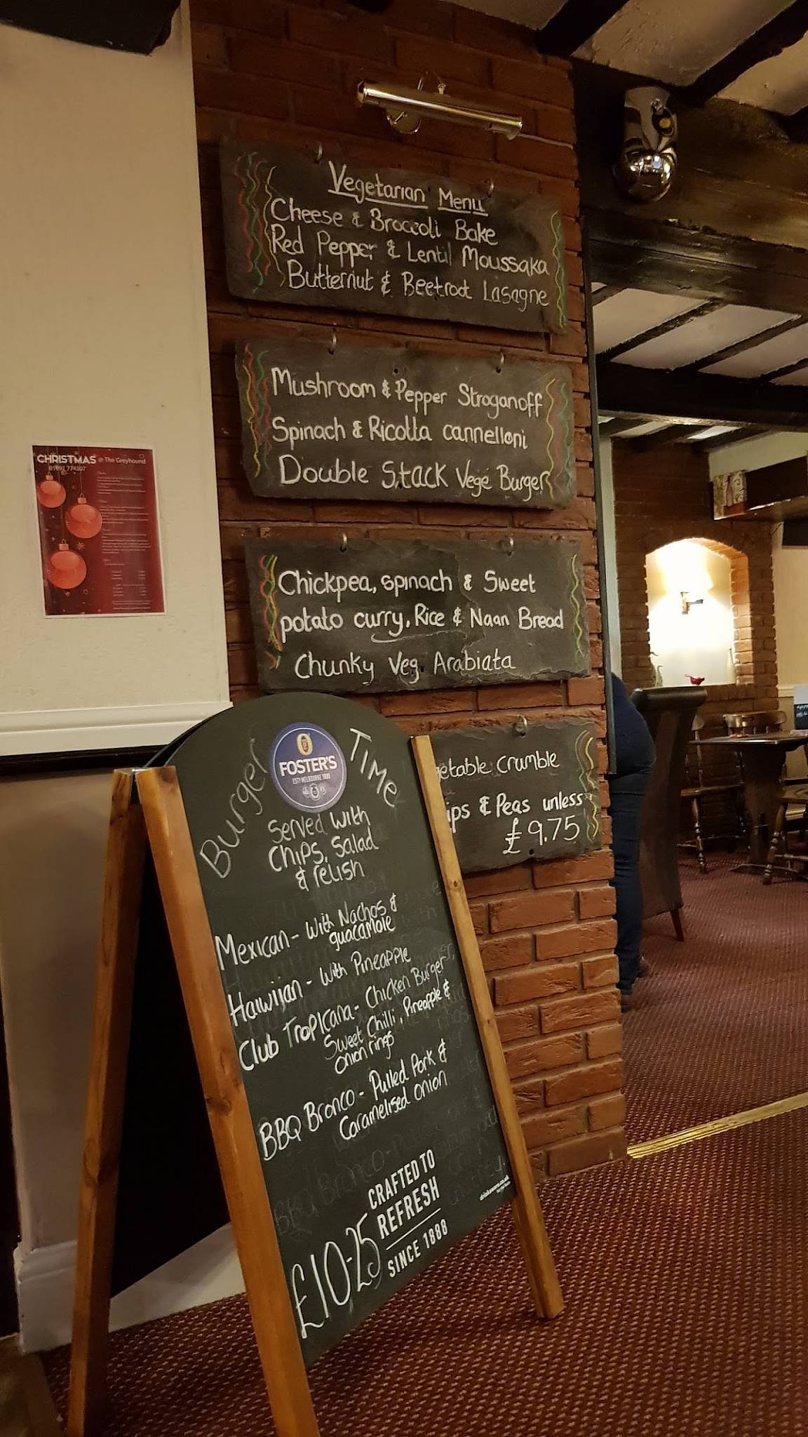Menu at Greyhound Inn restaurant, Saint Martin's