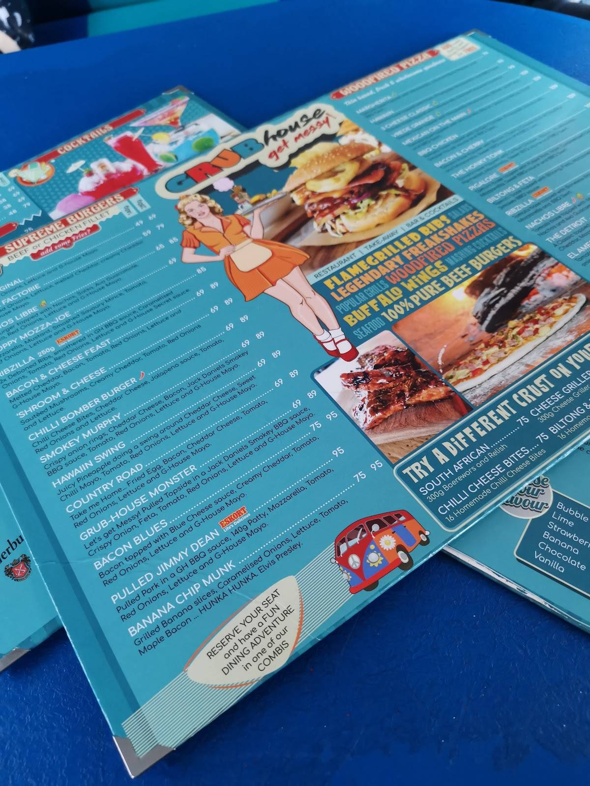 Menu at GrubHouse Diner restaurant, Trichardt
