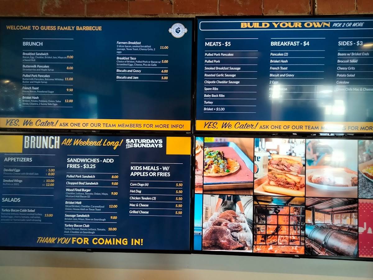 Menu at Guess Family Barbecue, Waco, Franklin Ave