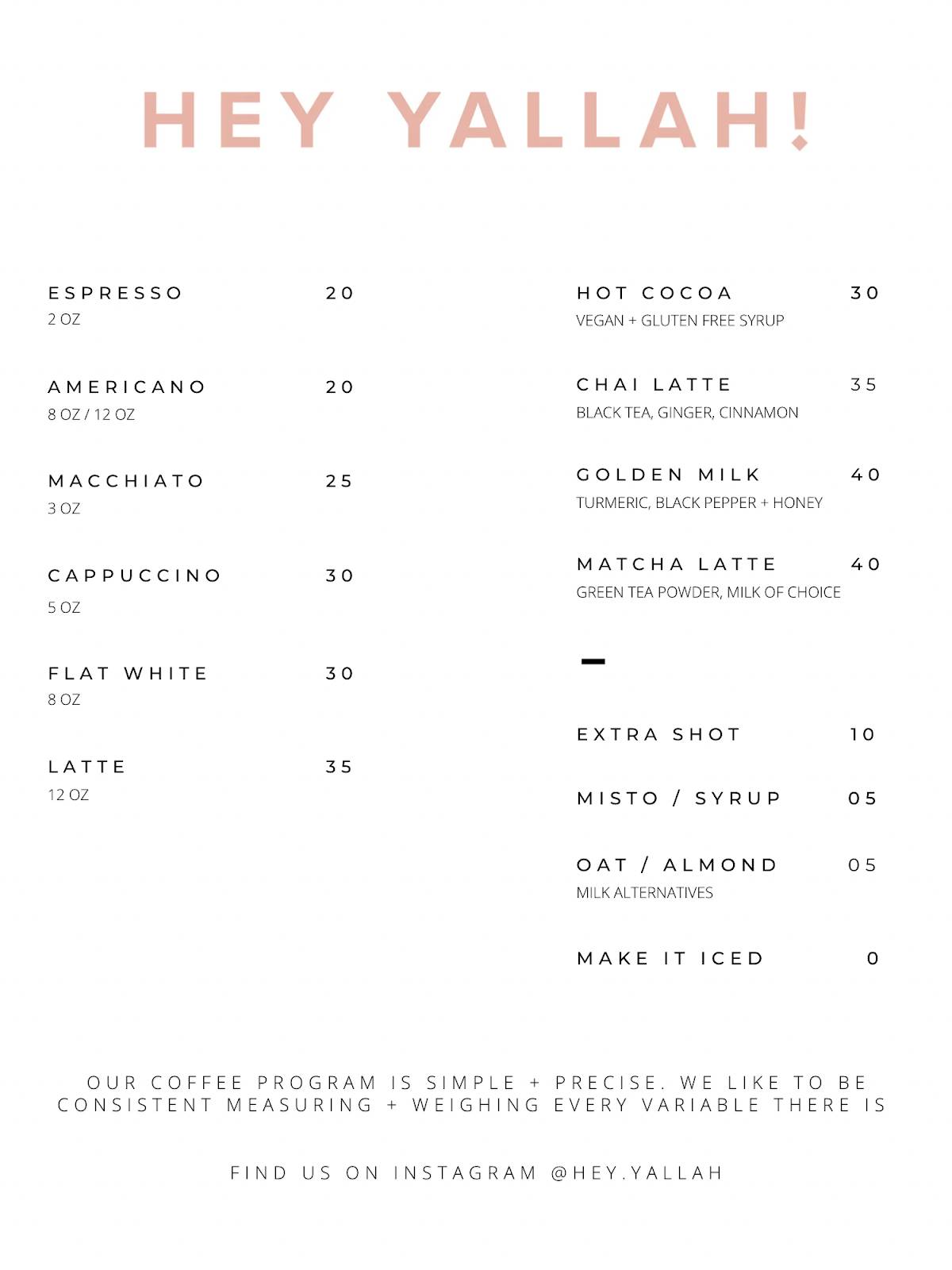 Menu at Hey Yallah restaurant, Tamraght