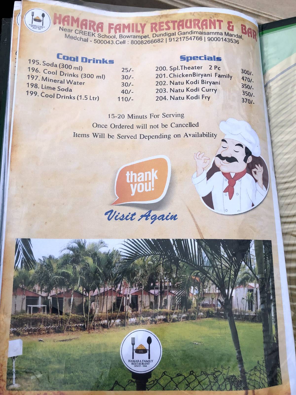 Menu at Hamara Family Garden Restaurant, Hyderabad