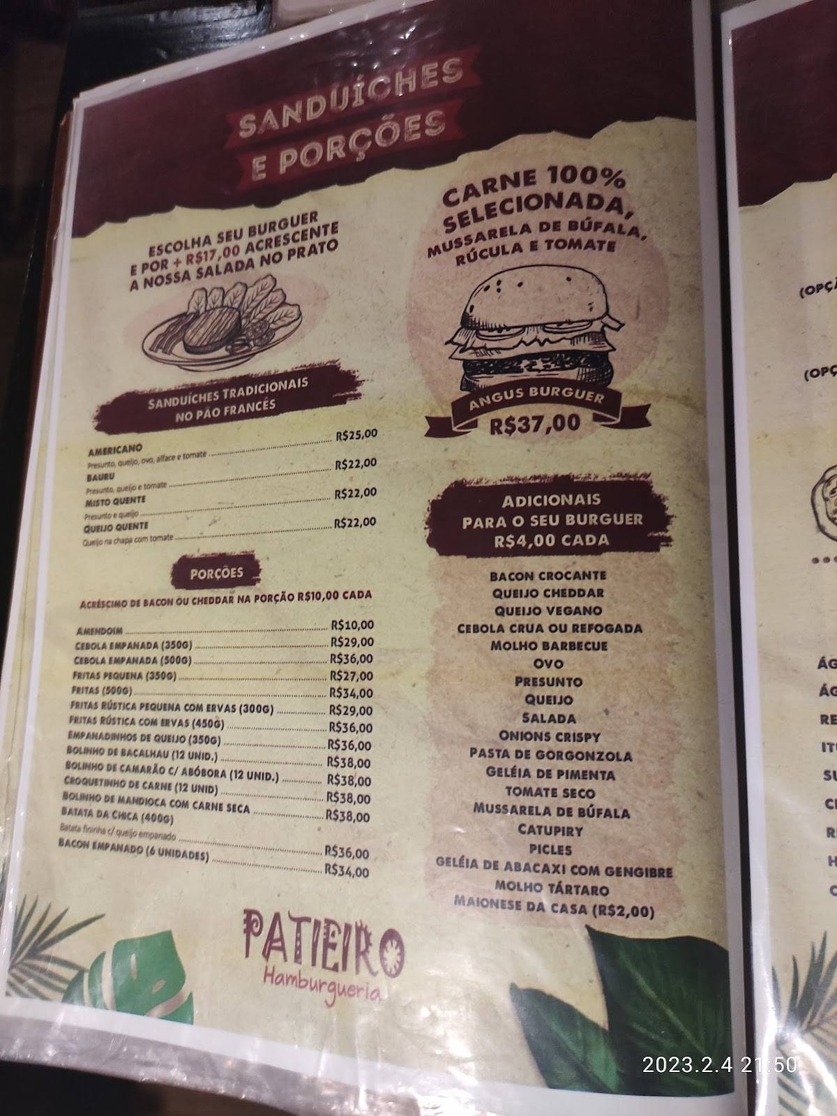 Menu em Hamburgueria Patieiro restaurante, Ubatuba