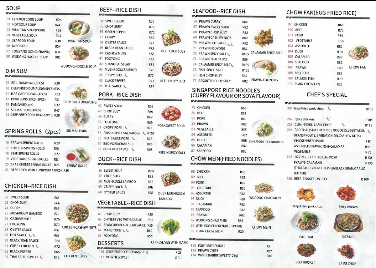 Menu at Hao Ke Lai Chartwell shopping centre restaurant, Midrand